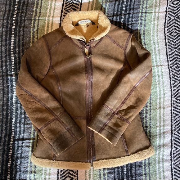 Andrew Marc | Jackets & Coats | Brown Leather Shearling Zip Jacket With ...
